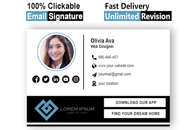 Design professional clickable html email signature by Sumayeaadnin_ | Fiverr