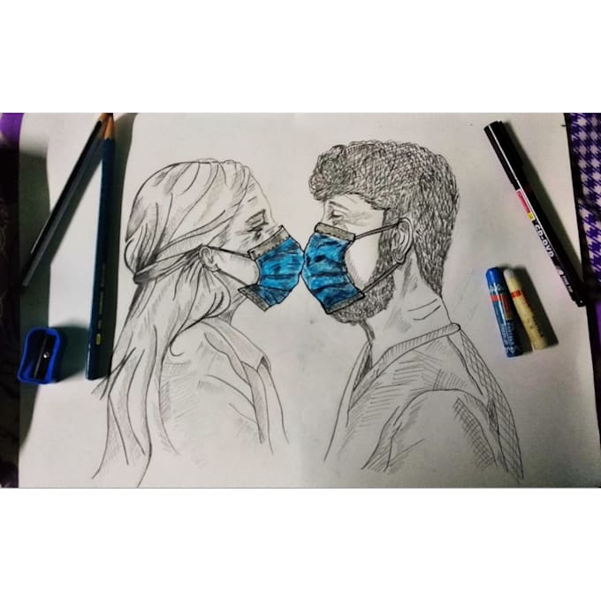 Draw a pandemic unique art for people by Secretmadmixart | Fiverr