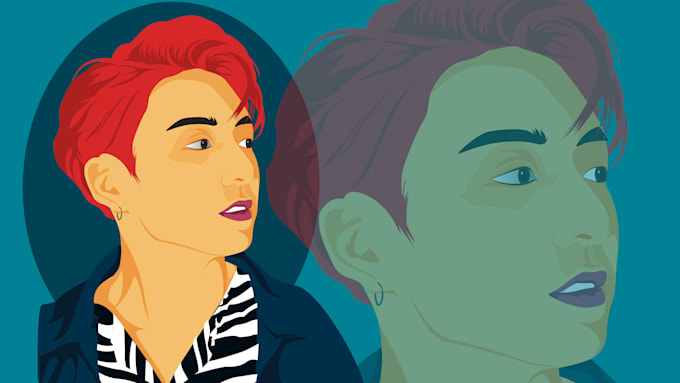 Create minimalist flat vector portrait illustration for you by ...