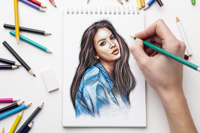 Sketch your face with color pencil style, high file quality by Malik_jm ...