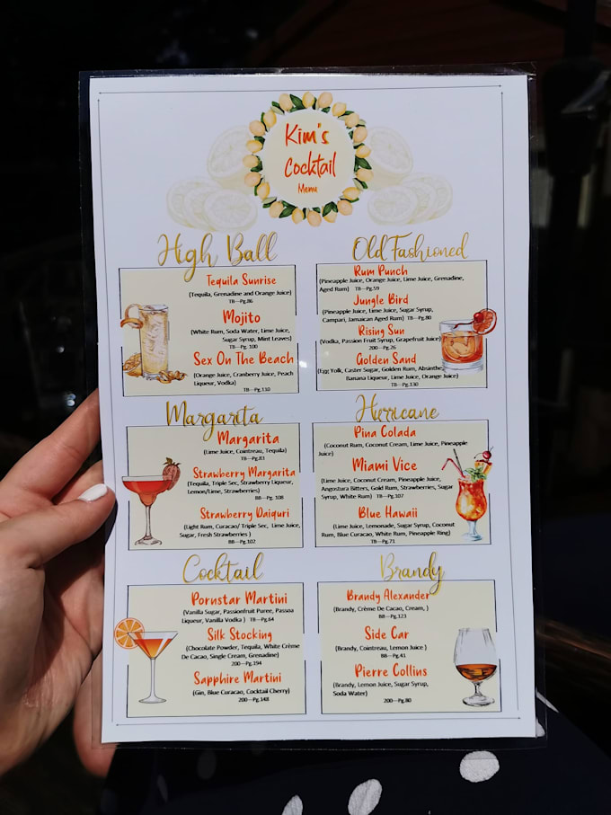 Create a fun menu design by Mollynewark | Fiverr