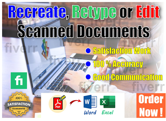 Retype or recreate scanned document in 24 hours by Mohammadshadabk | Fiverr