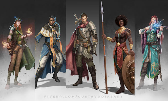 Draw your dnd party or dnd character art by Gustavodiasart | Fiverr