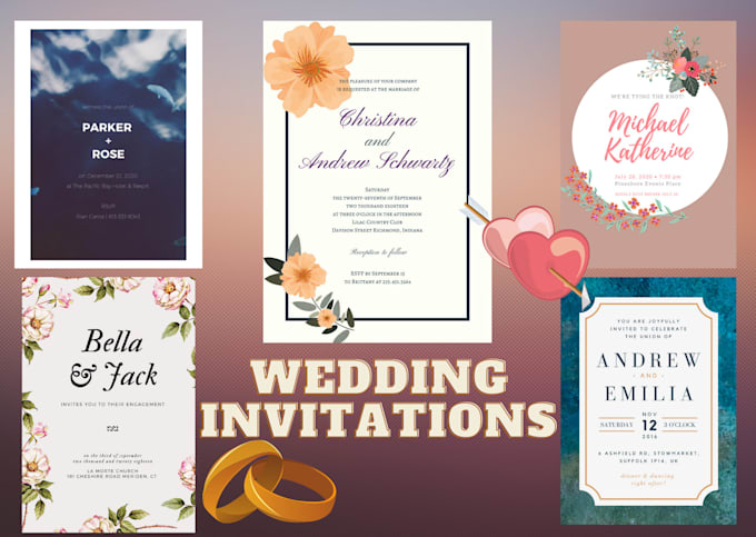 Design one side event, wedding, party invitations by Danielamng | Fiverr