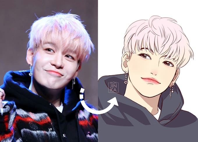 Draw webtoon or anime style from your photo by Monjinka | Fiverr