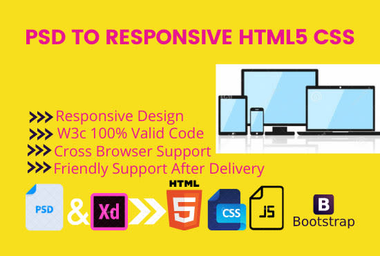 Design psd sketch figma to html5 responsive modern website by ...