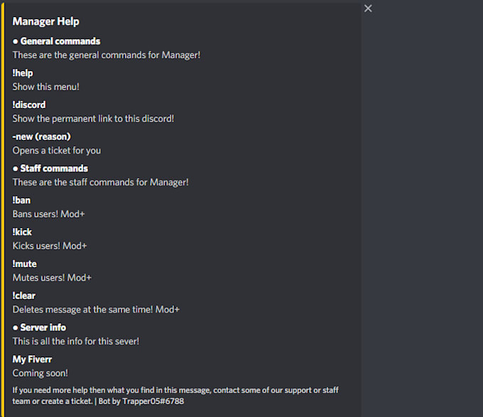 Create discord bots for your server by Trapper05 | Fiverr