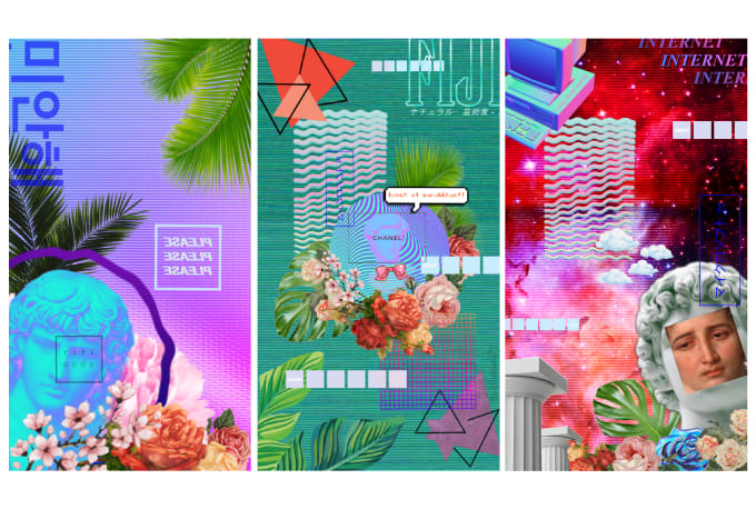 Make a unique vaporwave artwork by Pixelbucketz | Fiverr