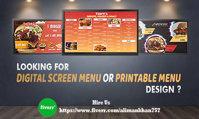 Design modern menu for digital screens, brochures, flyers and social ...