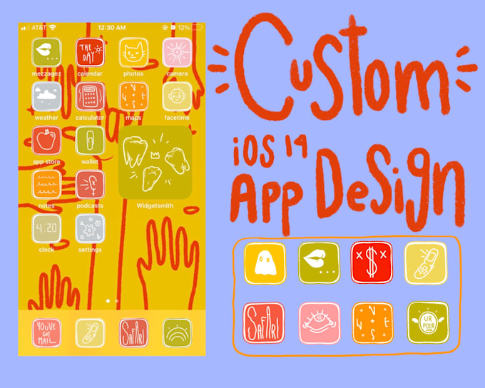 Create custom hand drawn ios14 app icons by Salty_still | Fiverr