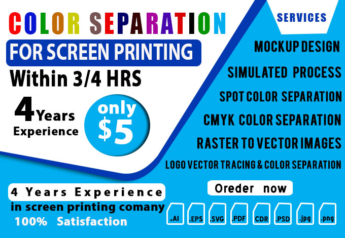 Do fast color separation spot, simulation, cmyk, for your screen print ...