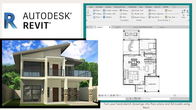 Make an exterior 3d model using revit by Designbyrian | Fiverr
