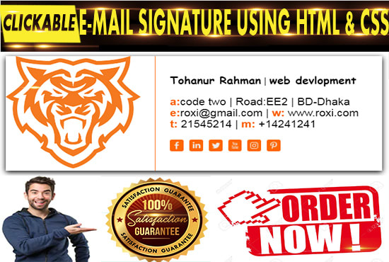 Design clickable html email signature using html and css by Tohanurr | Fiverr