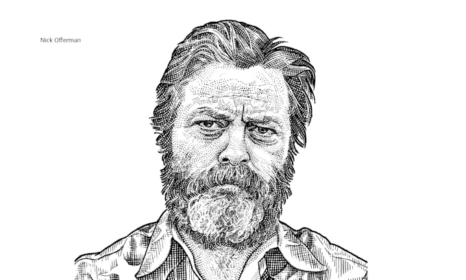 Draw a classic hand drawn wsj hedcut, head and partially shoulders ...