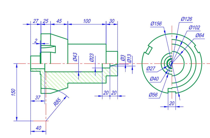 Design 2d mechanical part drawings in autocad by Nicka2727 | Fiverr