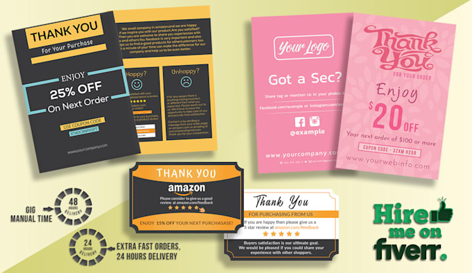 Design amazon thank you card, product insert, package insert by ...
