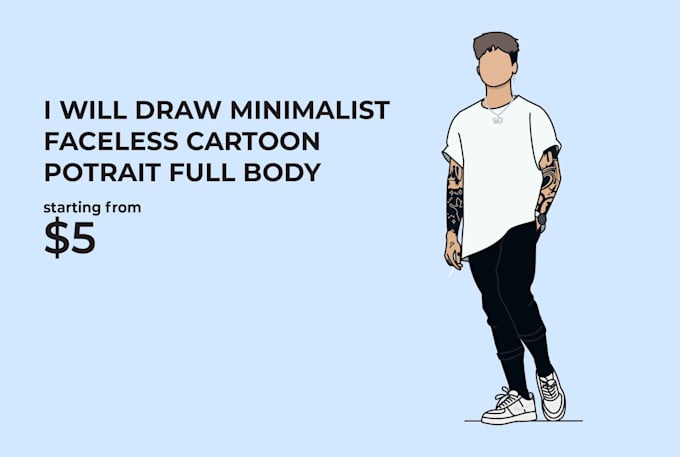 Minimalist simple faceless cartoon potrait full body by Starviga | Fiverr
