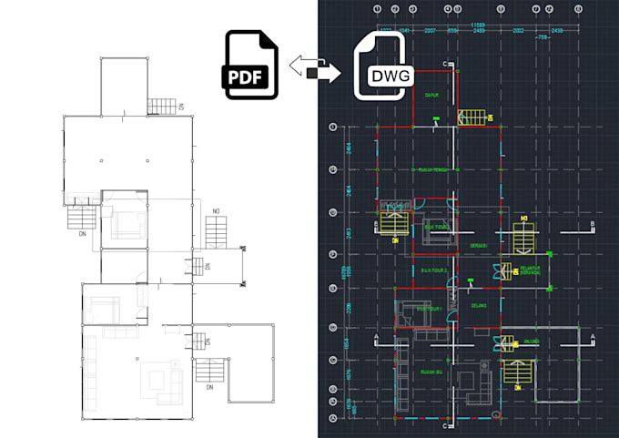 Convert your pdf or sketches into autocad drawings by Cjs_jackshun | Fiverr