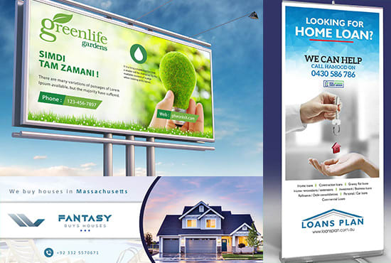 Design yard sign, signage or signboard, billboard banner and sandwich ...