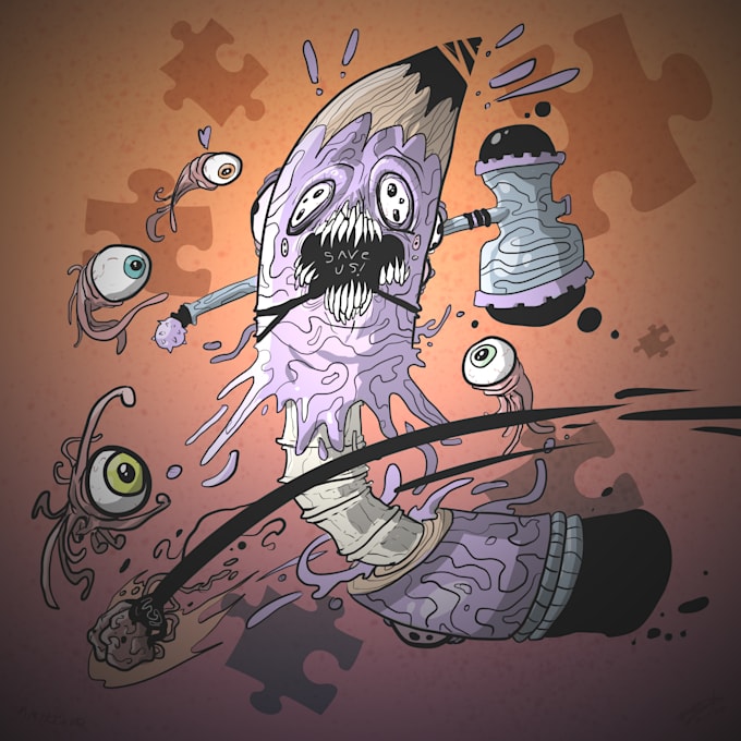 Illustrate amazing weird, abstract art by Machocake | Fiverr