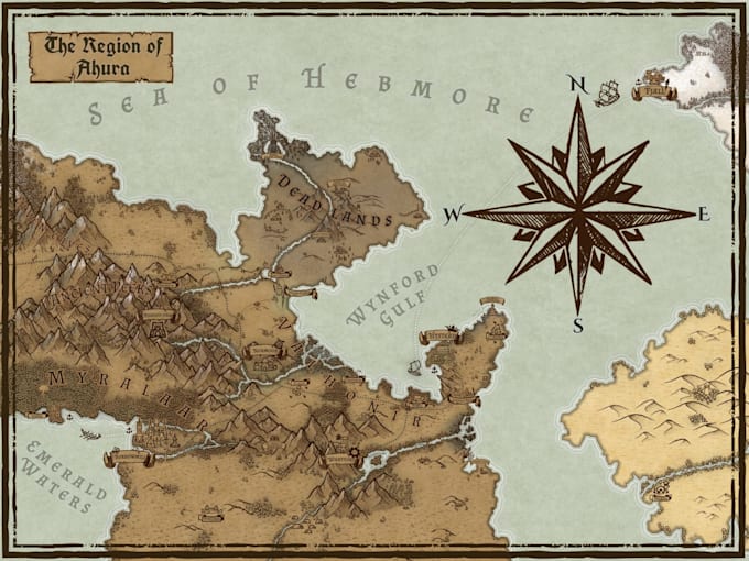 Draw your fantasy map in parchment style by Theexaequo | Fiverr