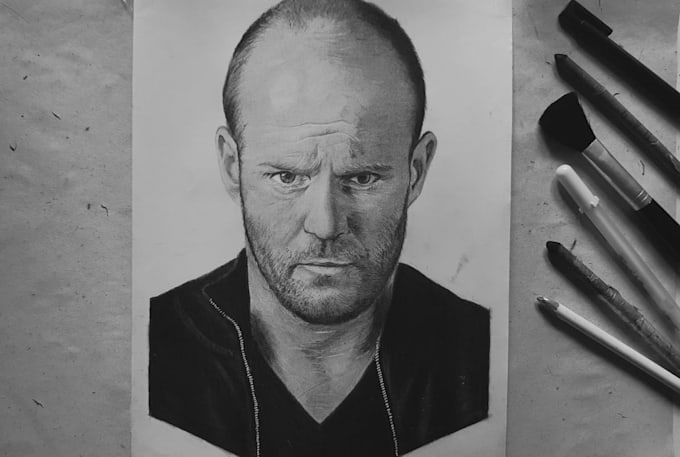 Draw pencil sketch portrait from photo and make time lapse by ...