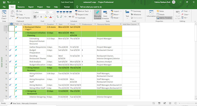 Create gantt chart, schedules, wbs in ms project, excel by Fbutt797 ...