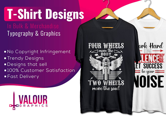 Design bulk tshirts for merch and pod websites by Valourgraphics | Fiverr