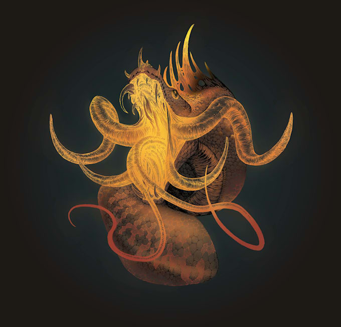 Draw a detailed dark art illustration in my own style by Darya_pawuk ...