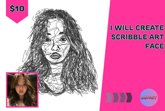 Create scribble art face by Masdimm | Fiverr