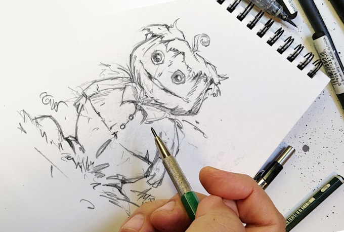 Draw a quick pencil sketch of my style by Amisarts | Fiverr