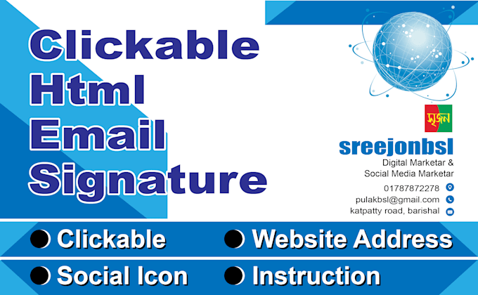 Create professional clickable html email signature by Pulak77 | Fiverr