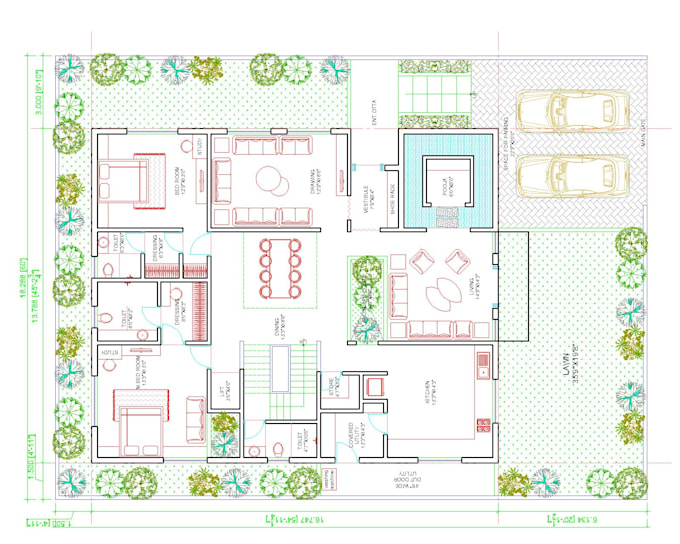 2d planning , 3d drawings, interior design by Architectrakhi | Fiverr