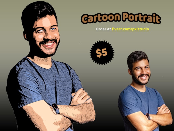 Transform your photo into a cartoon portrait by Pxlstudio | Fiverr