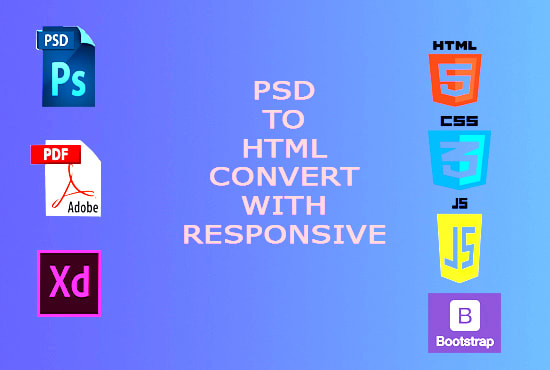 Convert psd pdf to html css bootstrap javascript responsive with ...