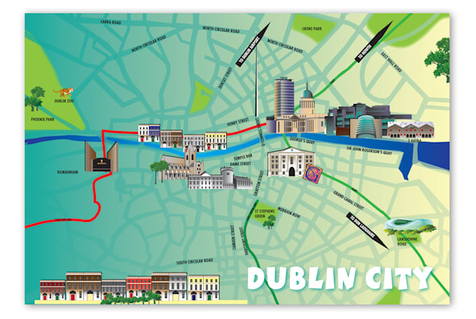 Illustrate a tourist map with custom graphics by Carolinehar | Fiverr