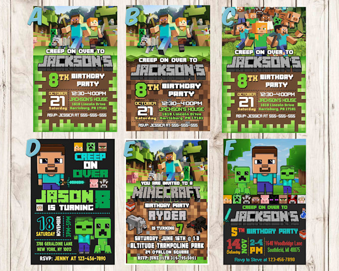 Edit this minecraft or lego birthday invite choose here by ...