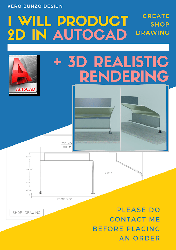 Create product 2d in autocad and realistic 3d renderings by ...