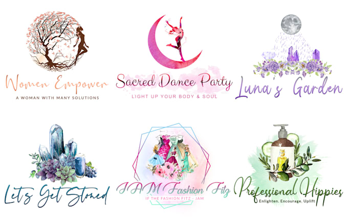 Design beauty boho hand drawn feminine watercolor business logo by Mz ...