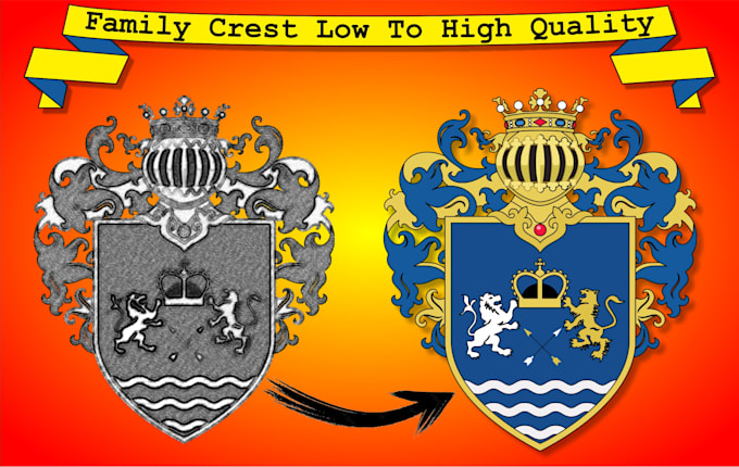 Digitize hand drawing or create heraldically coat of arms family crest ...