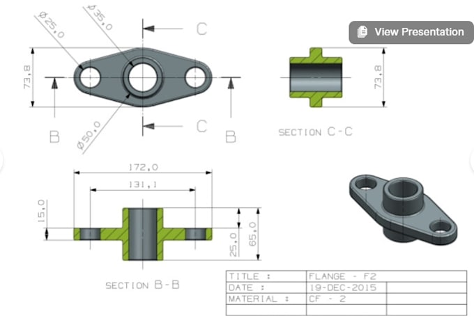 Design your 3d mechanical parts and convert into 2d drawing by ...