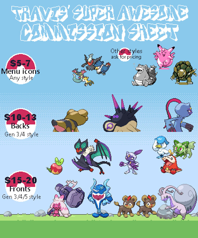 Create a pokémon sprite for you by Youngstertravis | Fiverr