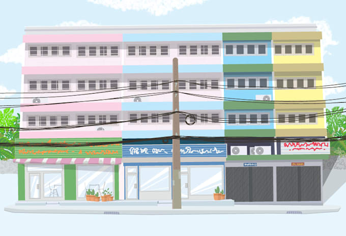 Draw a realistic building by Designbl | Fiverr