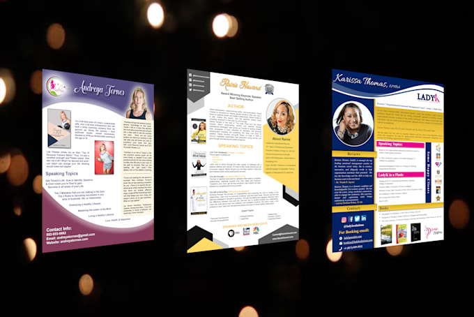 Design one pager, flyer, speaker one sheet, media kit, press kit by ...