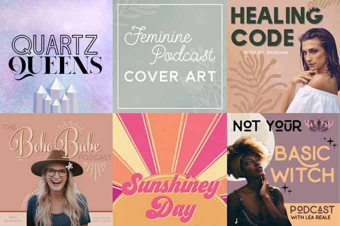 Create feminine boho podcast cover art by Alyssalove1111 | Fiverr