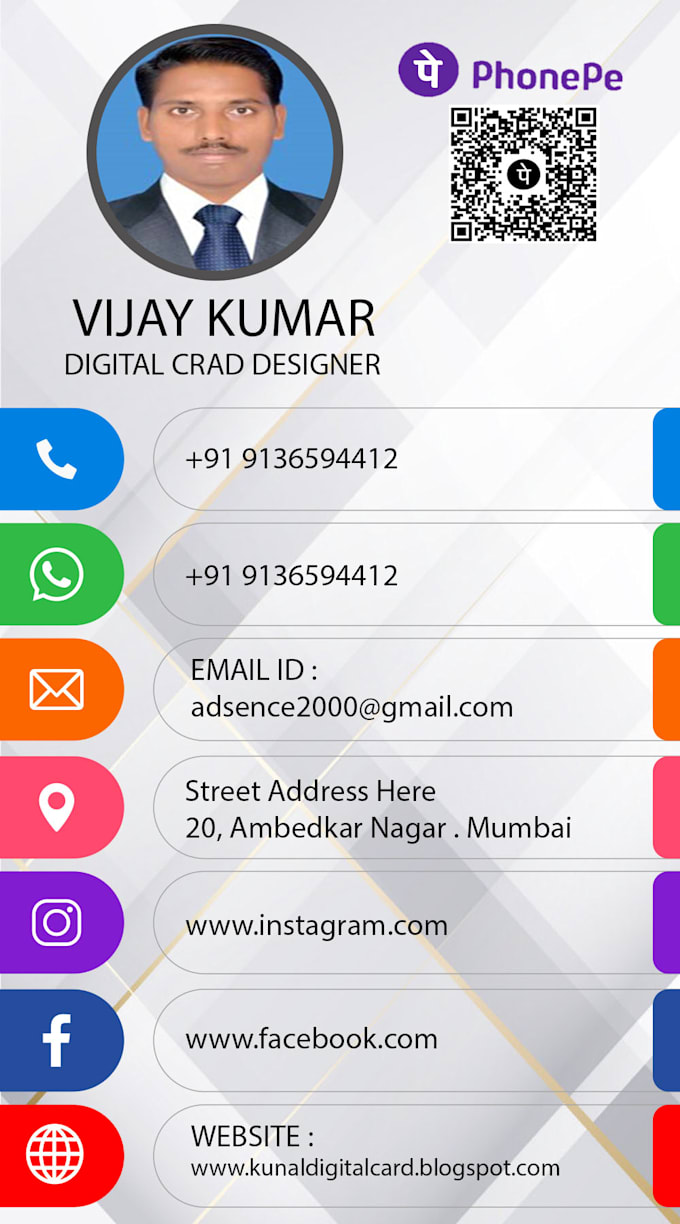 Design your digital business visiting card by Vijaysavior | Fiverr