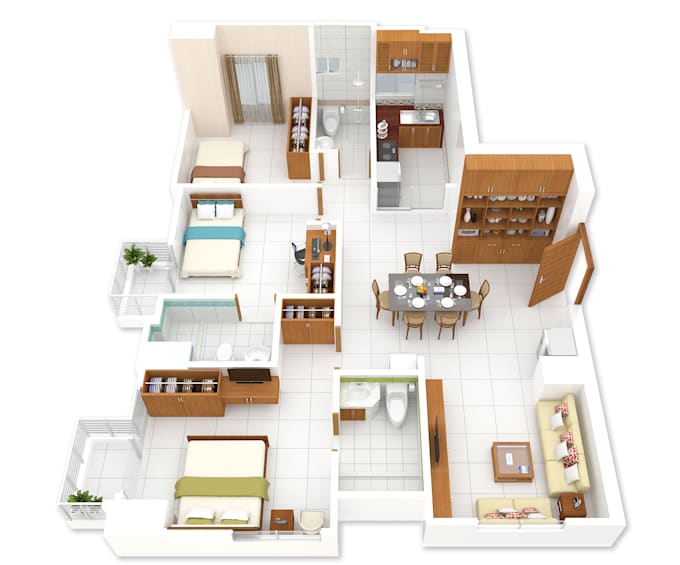 Design floor plans, make presentation 2d drawing and provide renders by ...
