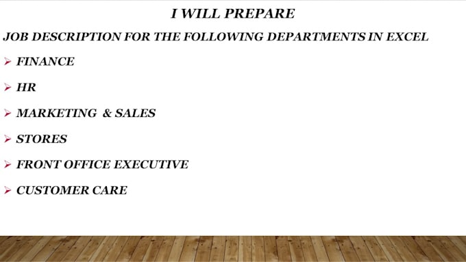 Create job description in excel by Hpkhari | Fiverr