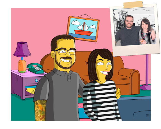 Draw your portrait in simpsons style by Makemeart | Fiverr