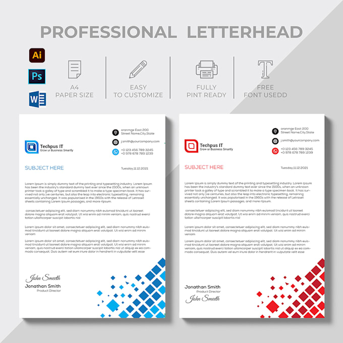 Design editable custom business letterhead word template word format by Hk_hridoy | Fiverr